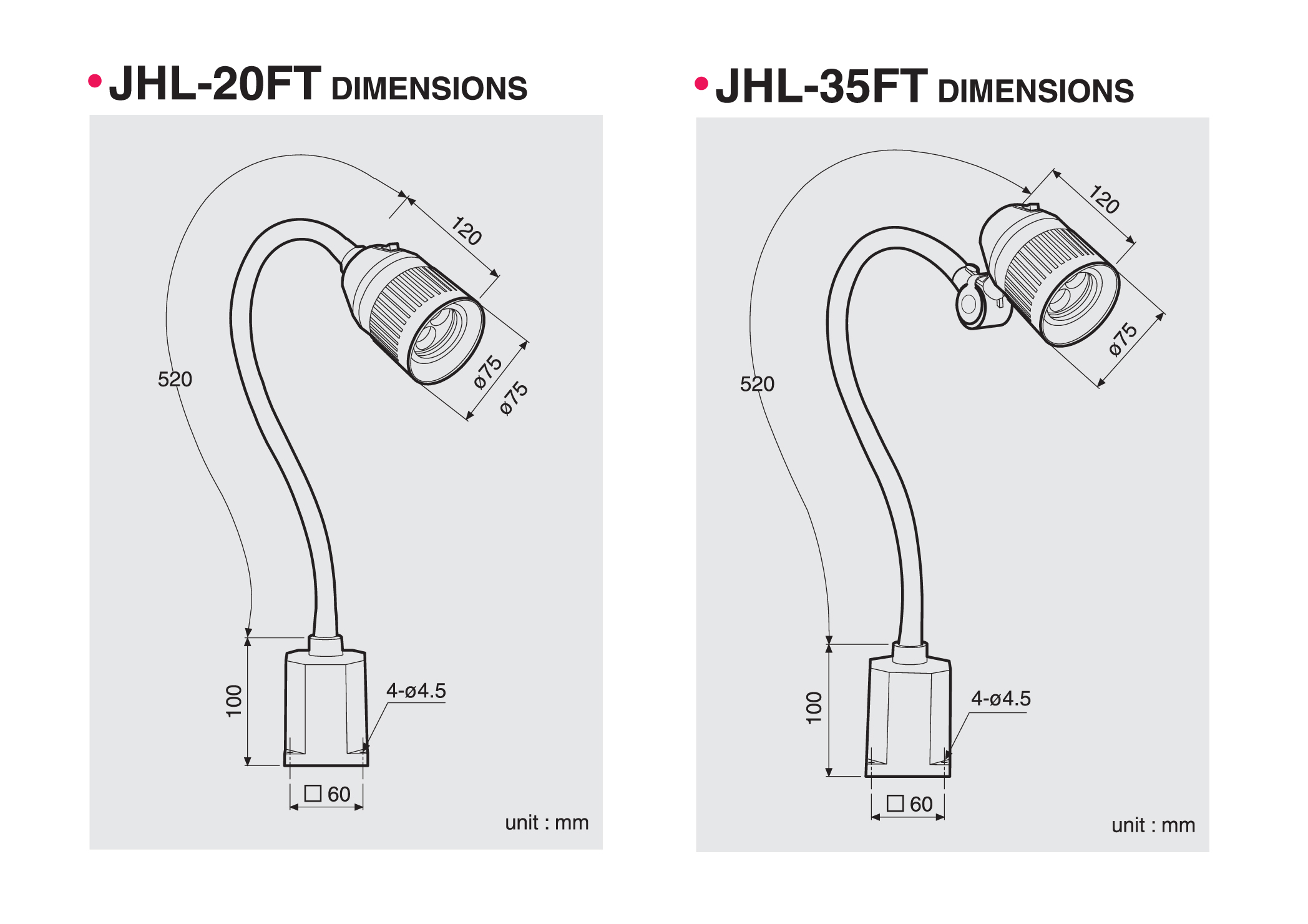 LED WORK LAMP: JHL-20FT & JHL-35FT
